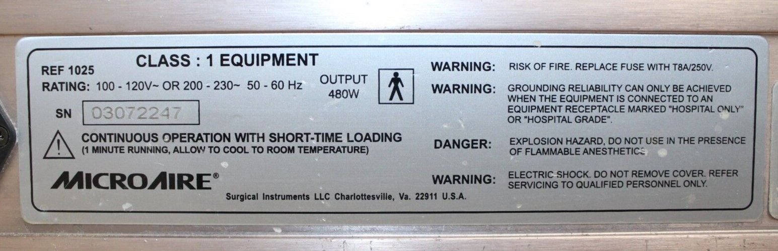 MicroAire 1025 Console Liposuction Machine – JS Medical Equipment