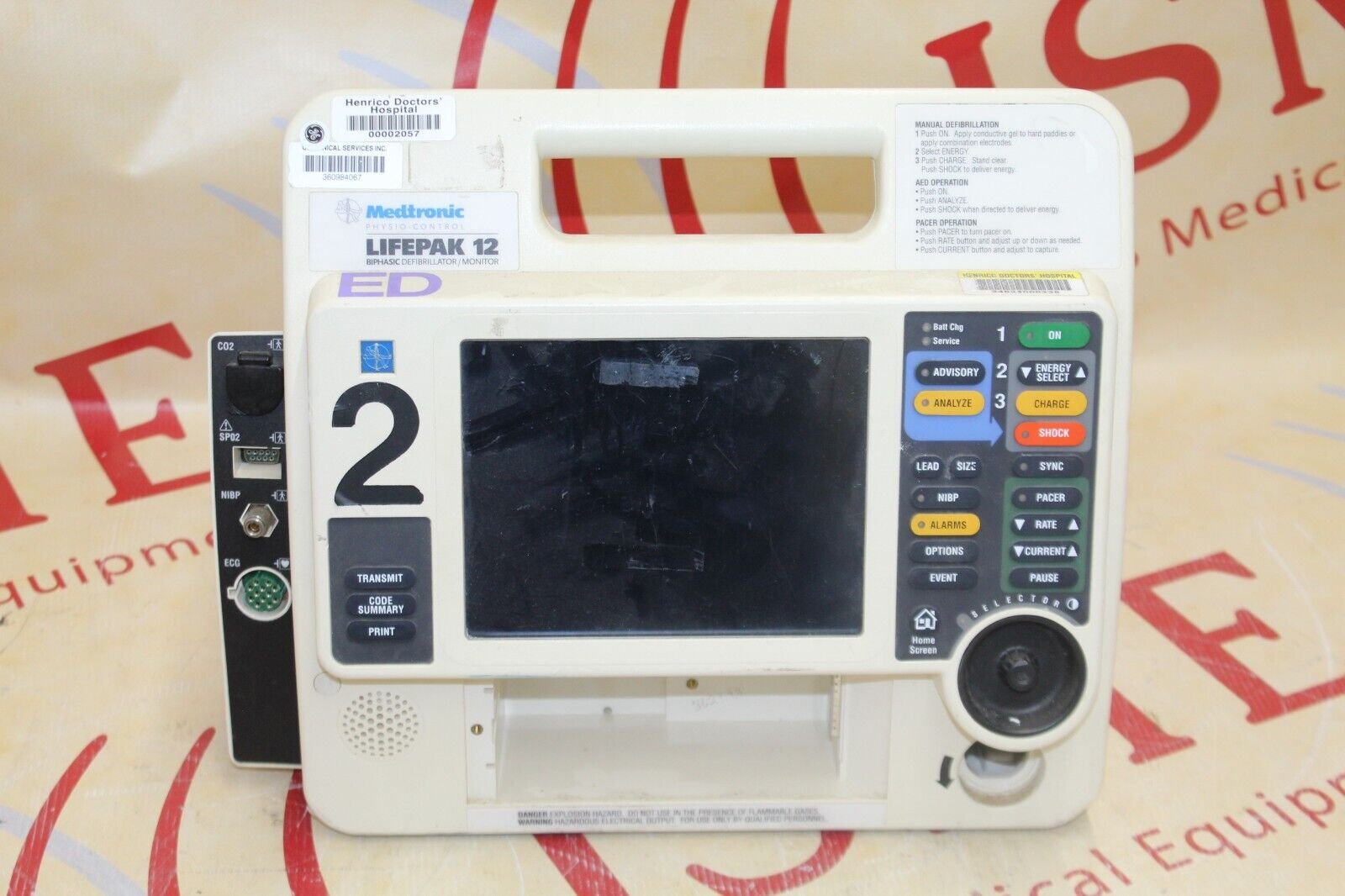 Lifepak 12 with SP02 and CO2s (untested as is) – JS Medical Equipment