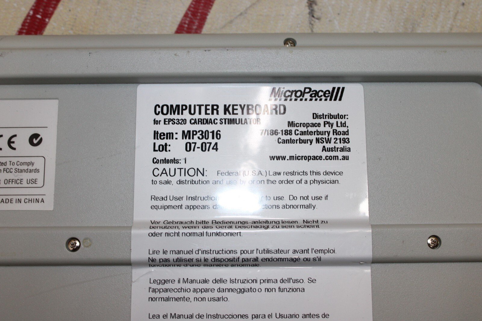 MicroPace MP3016 Keyboard – JS Medical Equipment