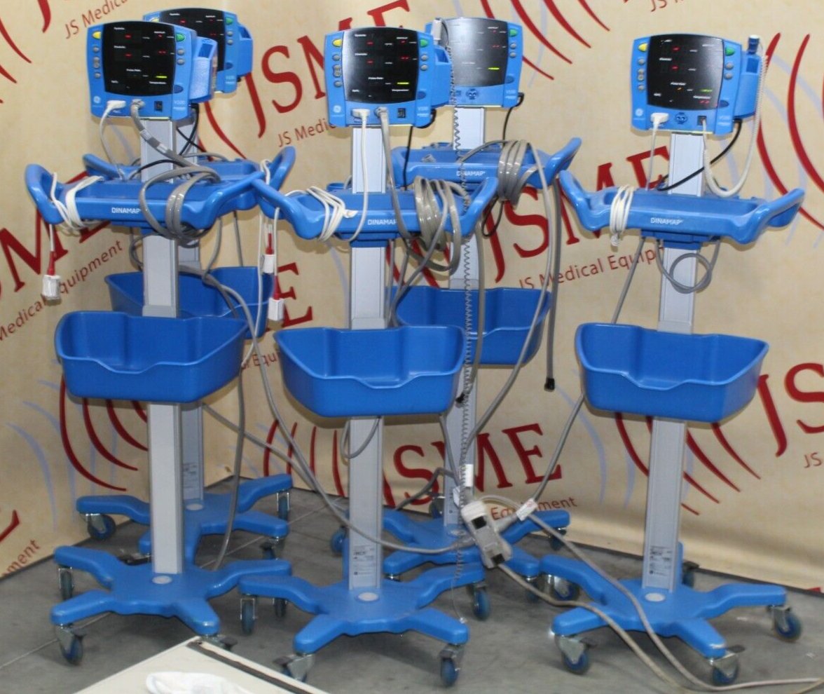 Lot of 5 GE Carescape Dinamap V100 Vital Signs Monitor on Carts – JS ...