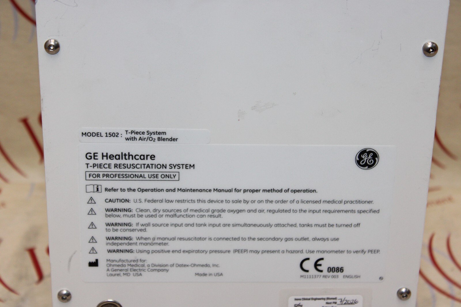 GE Healthcare GE Healthcare 1502 T-Piece Resuscitat T-Piece Resuscitat ...