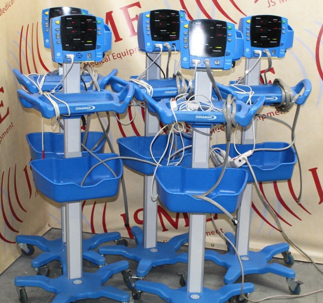 Lot of 5 GE Carescape Dinamap V100 Vital Signs Monitor on Carts – JS ...