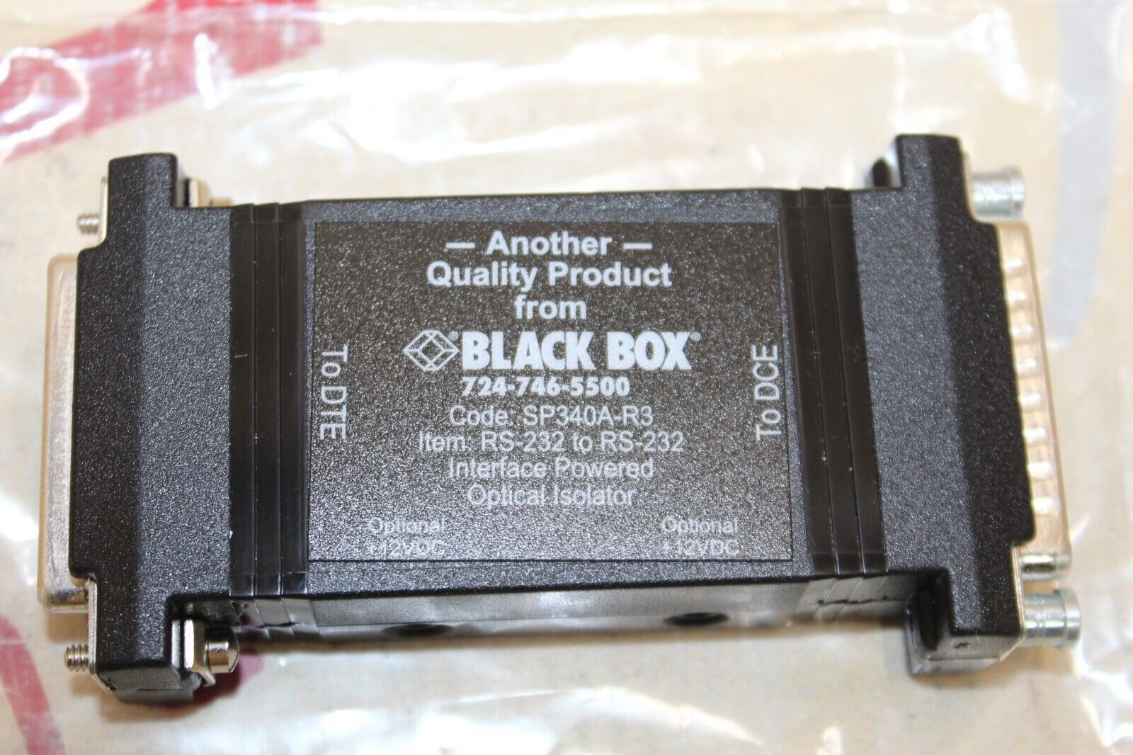 Black Box SP340A-R3 Interface Optical Isolator Male/Female Serial Port ...