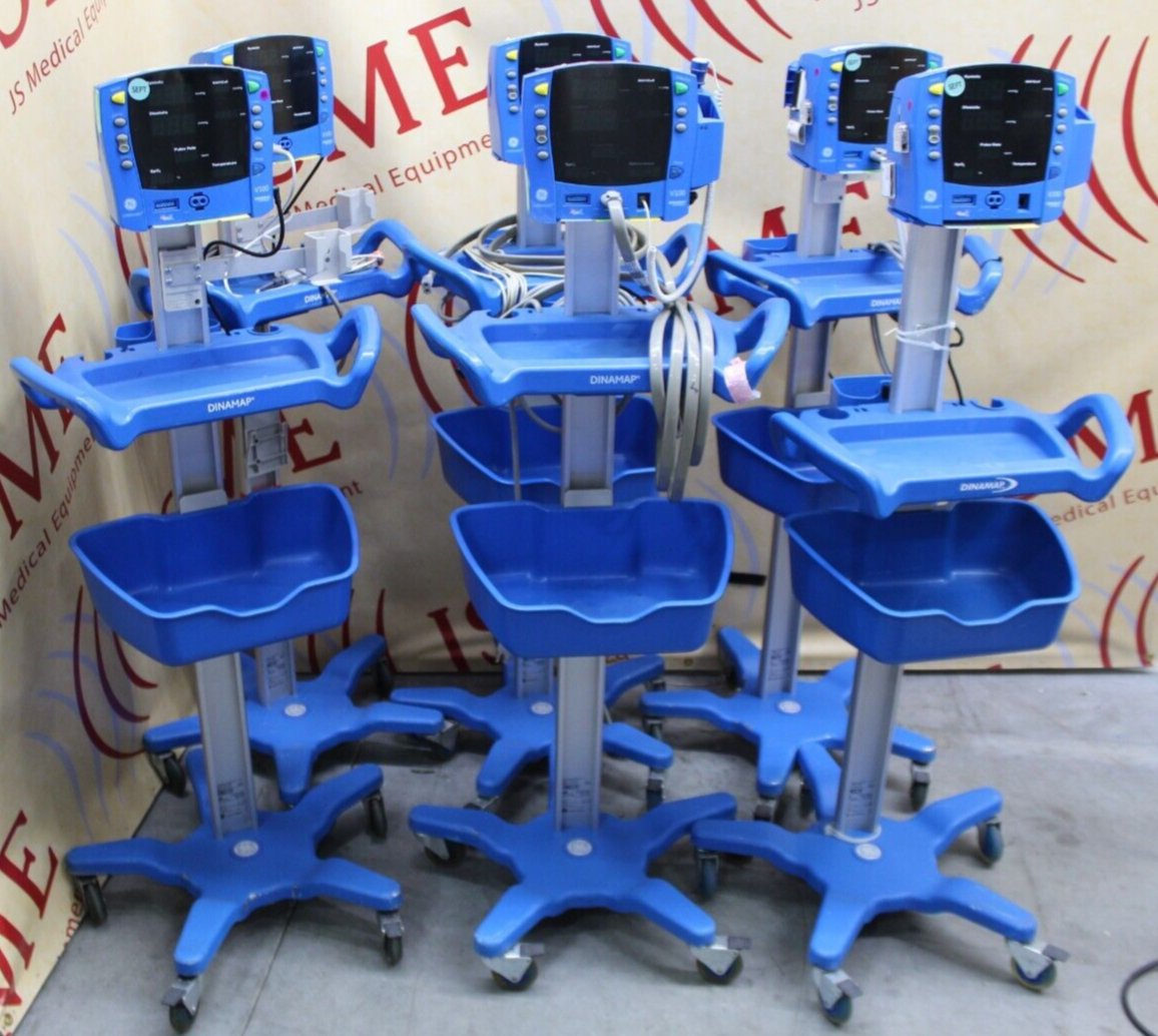 Lot of 6 GE Dinamap V100 w/ Rolling Cart – JS Medical Equipment