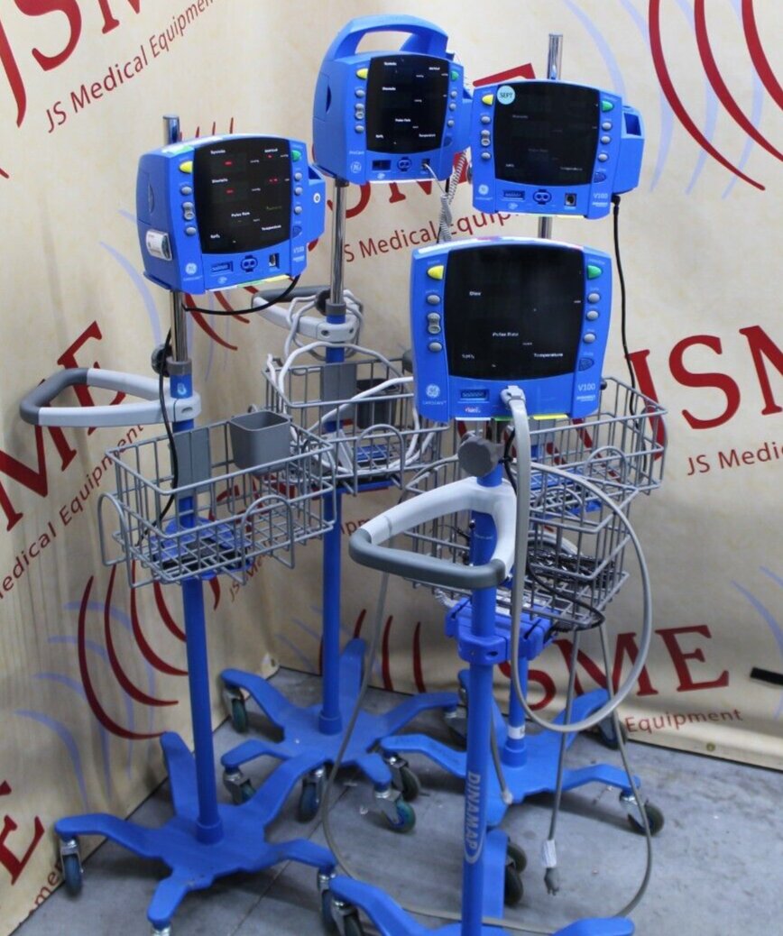 Lot of 4 GE Dinamap V100 w/ Rolling Cart – JS Medical Equipment
